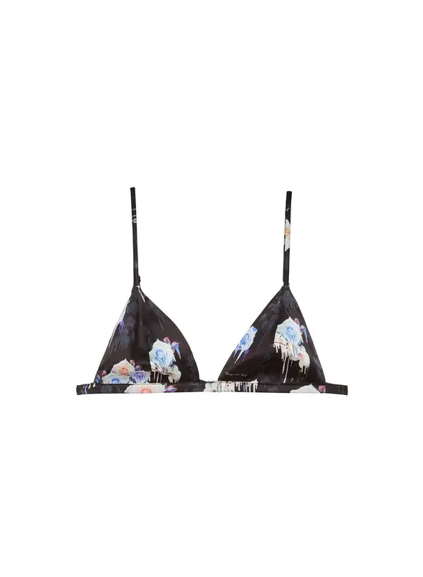 Fleur Du Mal Luxe Triangle Bra - Dripping Flowers
