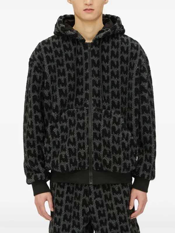MSGM Towelled Finish Logo-patterned Zipped Hoodie