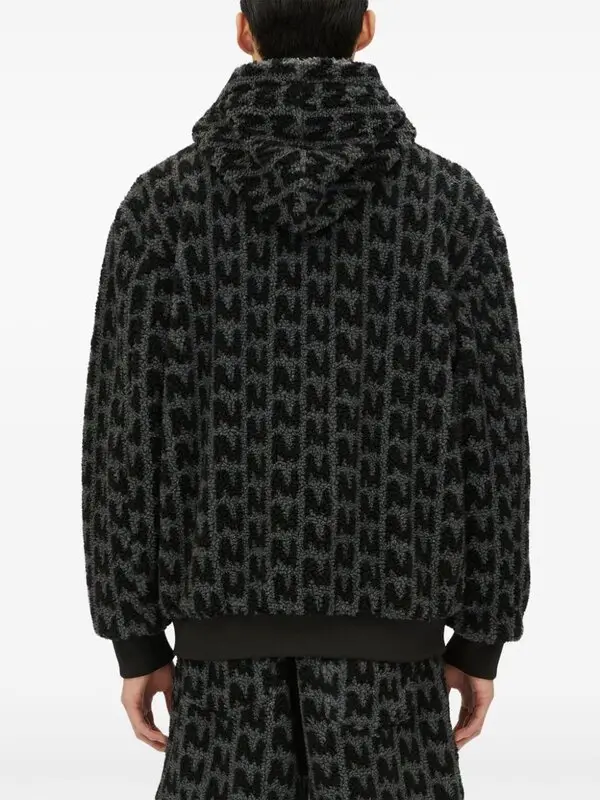 MSGM Towelled Finish Logo-patterned Zipped Hoodie