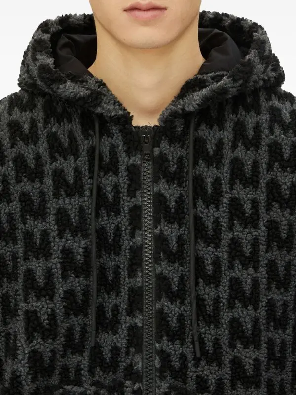 MSGM Towelled Finish Logo-patterned Zipped Hoodie