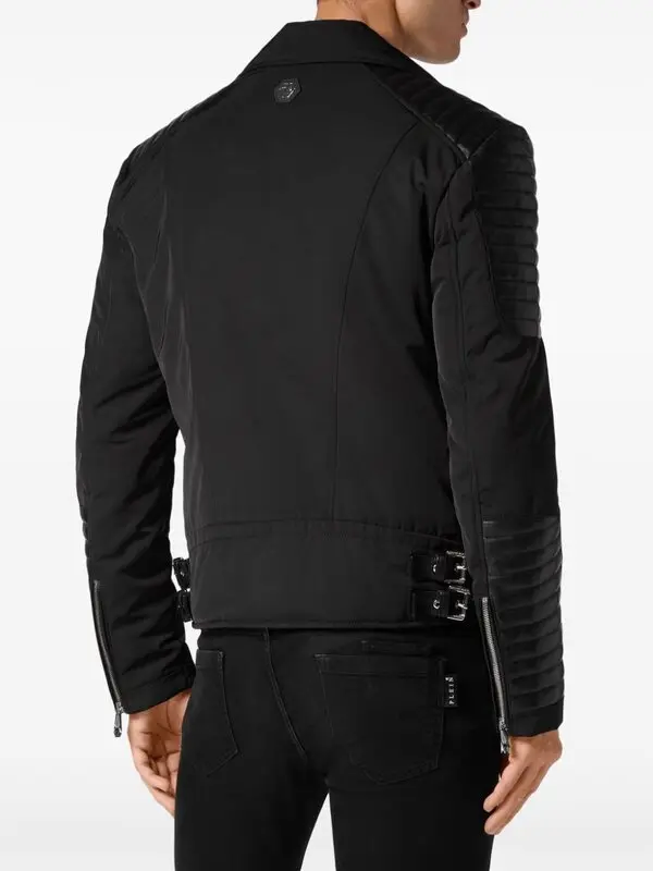 Philipp Plein Padded-detail Leather Biker Jacket