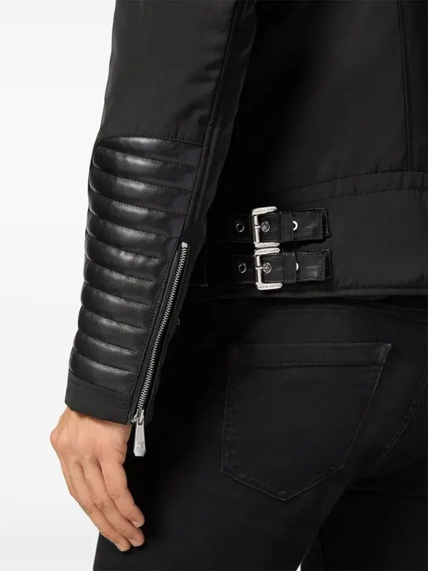 Philipp Plein Padded-detail Leather Biker Jacket