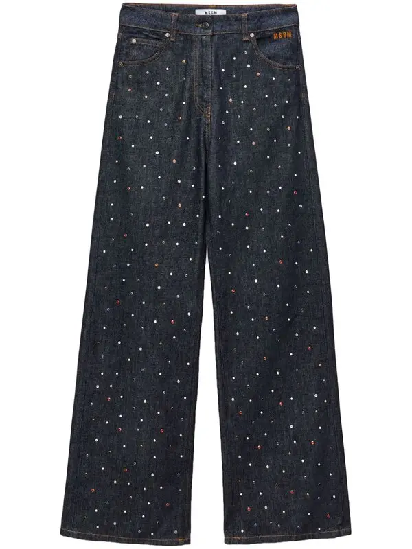 MSGM Rhinestone-embellished Wide-leg Jeans