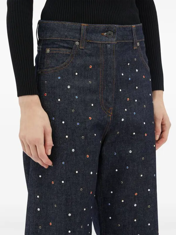 MSGM Rhinestone-embellished Wide-leg Jeans