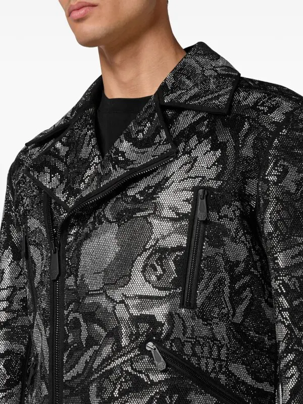 Philipp Plein Tattoo-print Biker Jacket