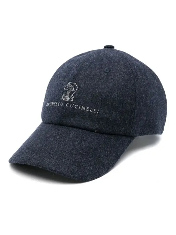Brunello Cucinelli Embroidered-logo Wool Baseball Cap - Blue