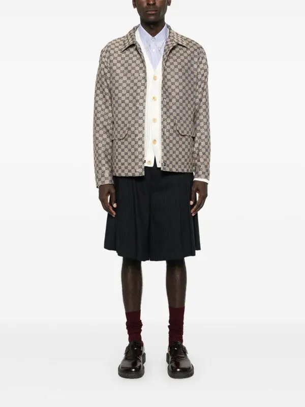 Gucci Gg Linen Blend Canvas Jacket - Neutrals