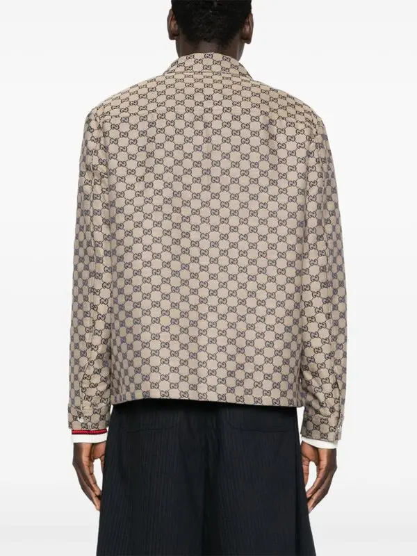 Gucci Gg Linen Blend Canvas Jacket - Neutrals
