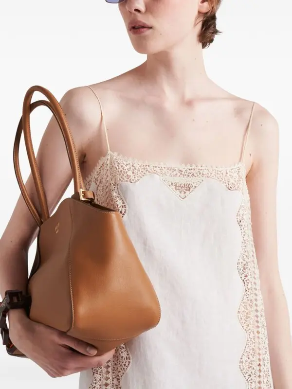 Prada Lace-trimmed Linen Midi Dress