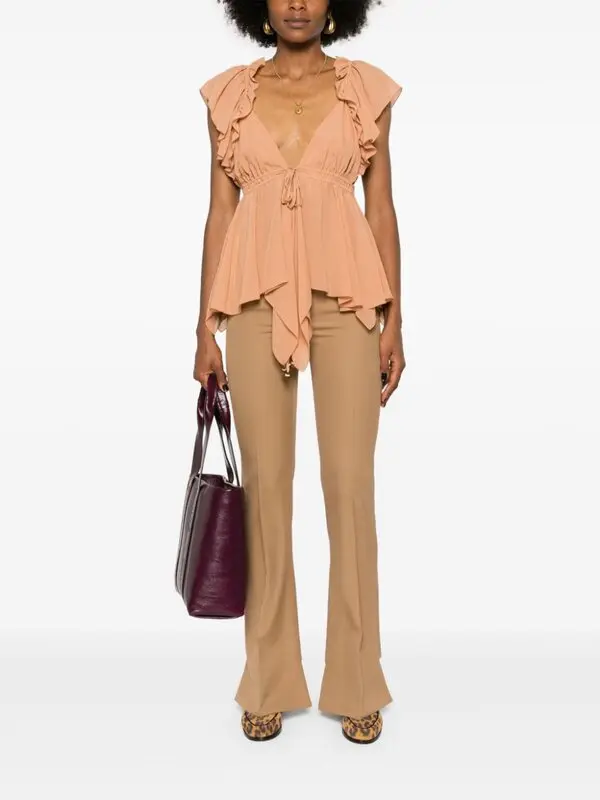 Chloé Ruffled Sleeveless Silk Blouse