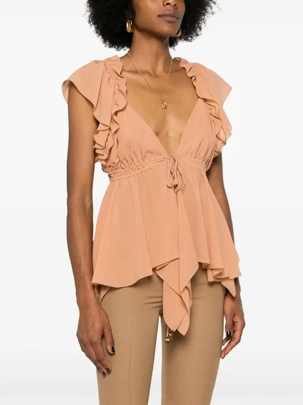 Chloé Ruffled Sleeveless Silk Blouse