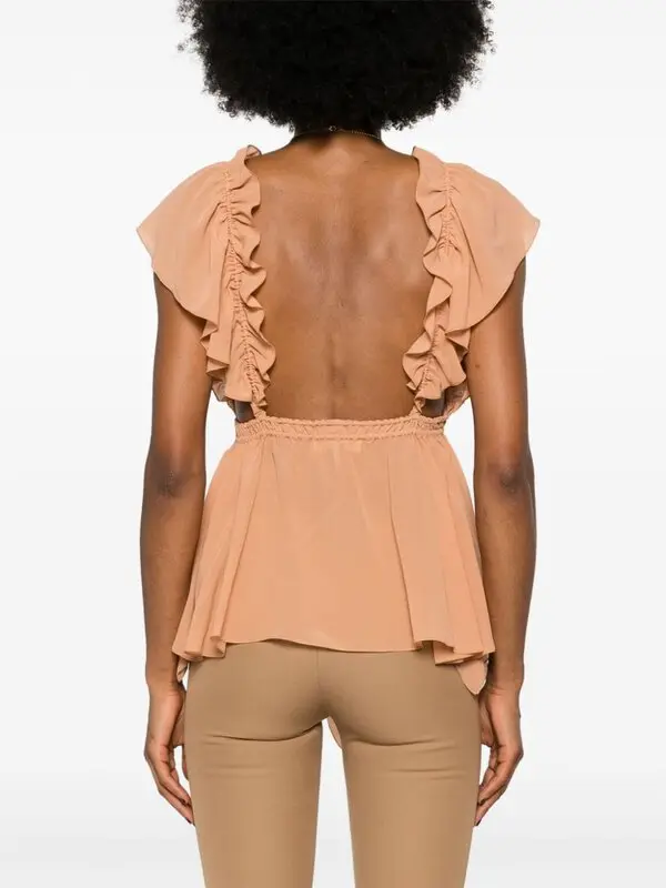 Chloé Ruffled Sleeveless Silk Blouse