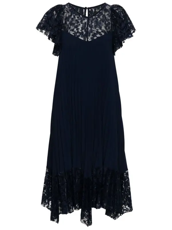 NISSA Lace-paneled Midi Dress