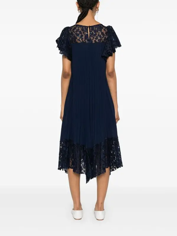 NISSA Lace-paneled Midi Dress