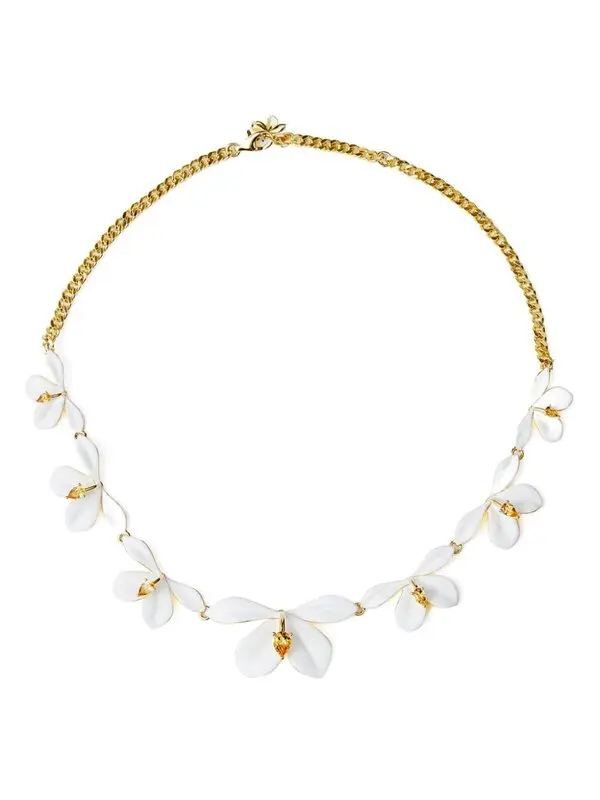Shanghai Tang Ginger Flower Chain Necklace - Gold