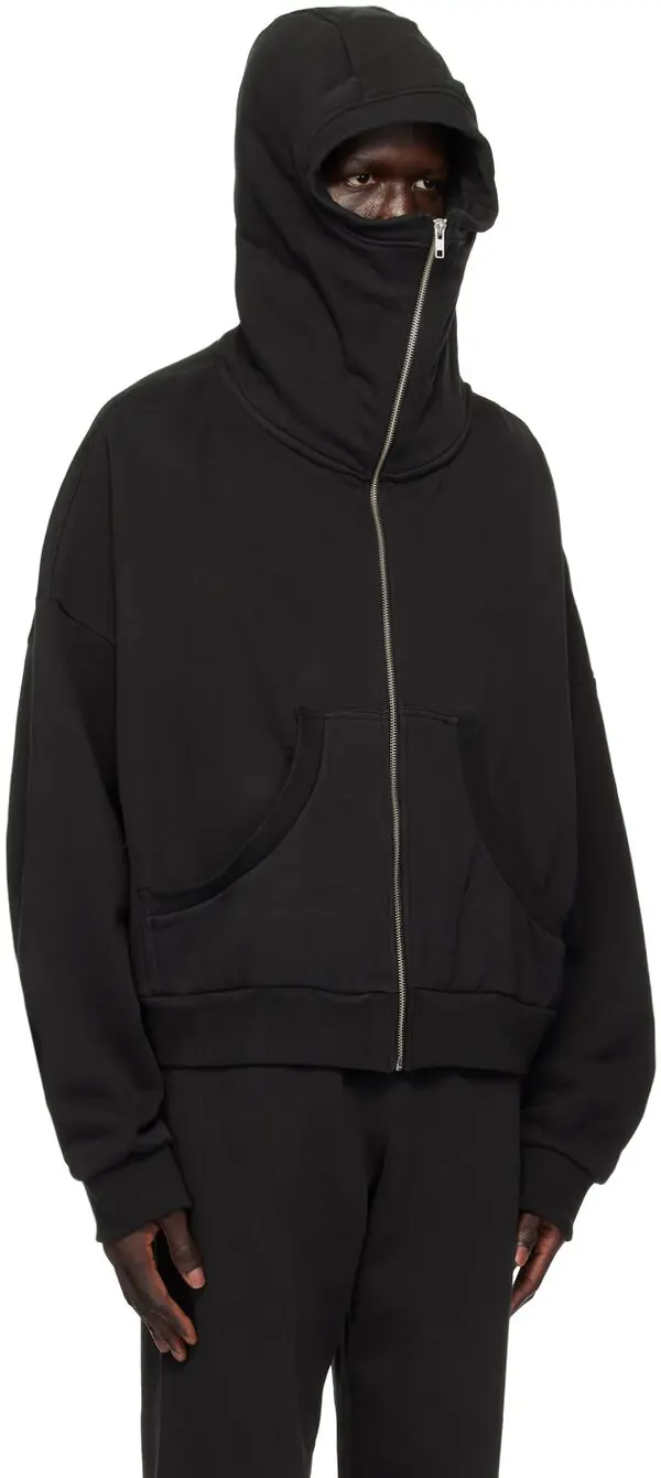 Entire Studios Black Full Zip Hoodie In Soot - 30% Off | Editorialist