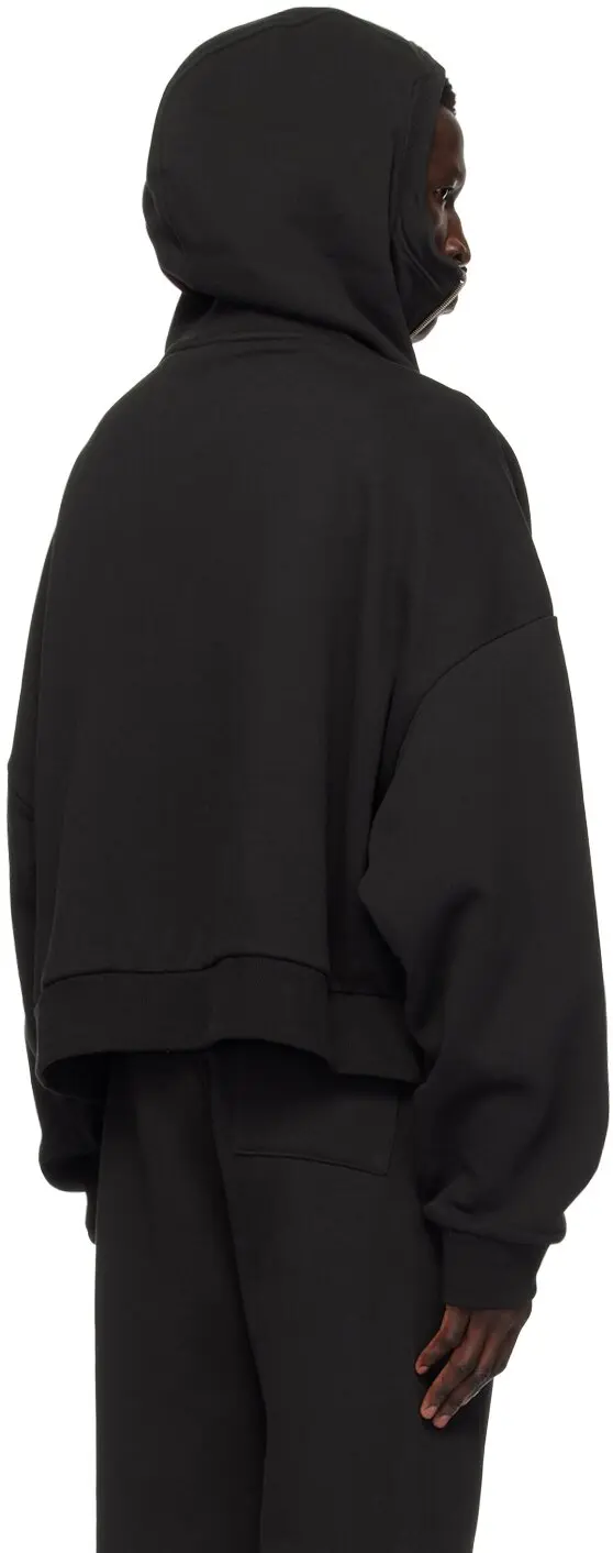 Entire Studios Black Full Zip Hoodie In Soot - 30% Off