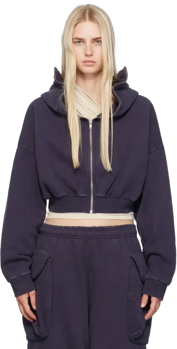 Entire Studios Cropped Full Zip Hoodie - Ink | Editorialist