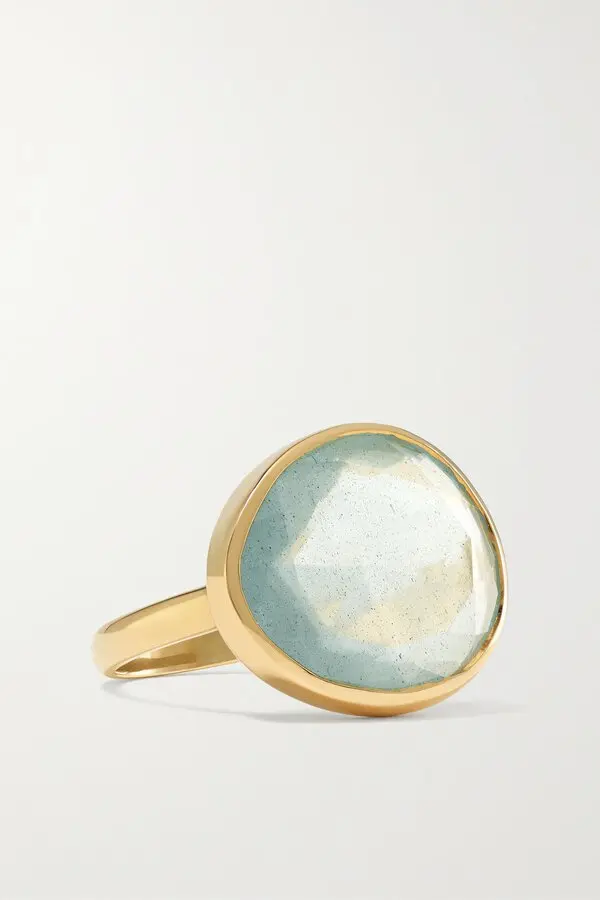 PIPPA SMALL Invisible Pid Greek Aquamarine Ring - Gold