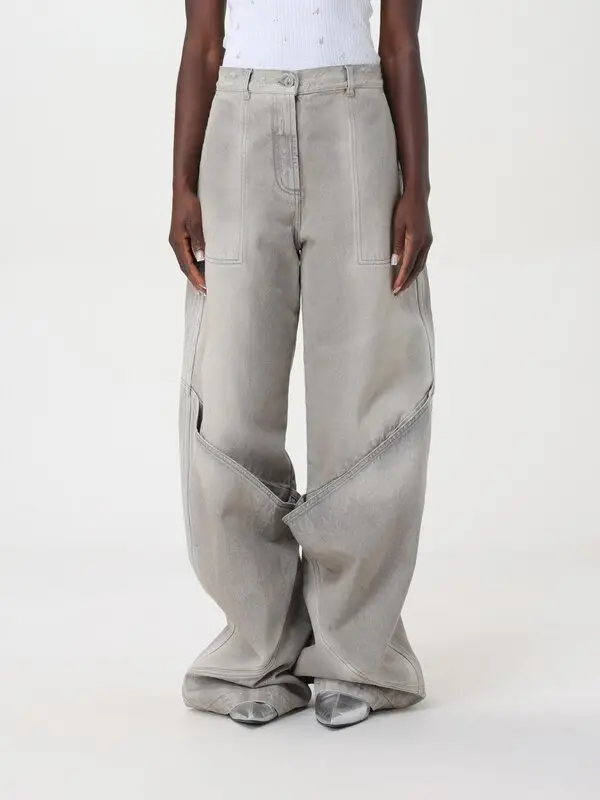 Attico High Rise Wide Leg Jeans - Grey