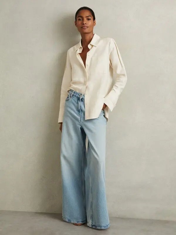 REISS Caro Viscose-linen Blend High-low Shirt