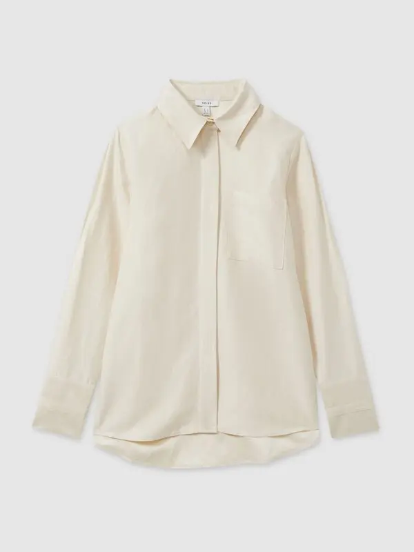 REISS Caro Viscose-linen Blend High-low Shirt