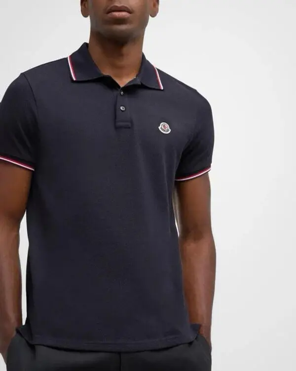 Moncler Apos;s Pique Logo Patch Polo Shirt