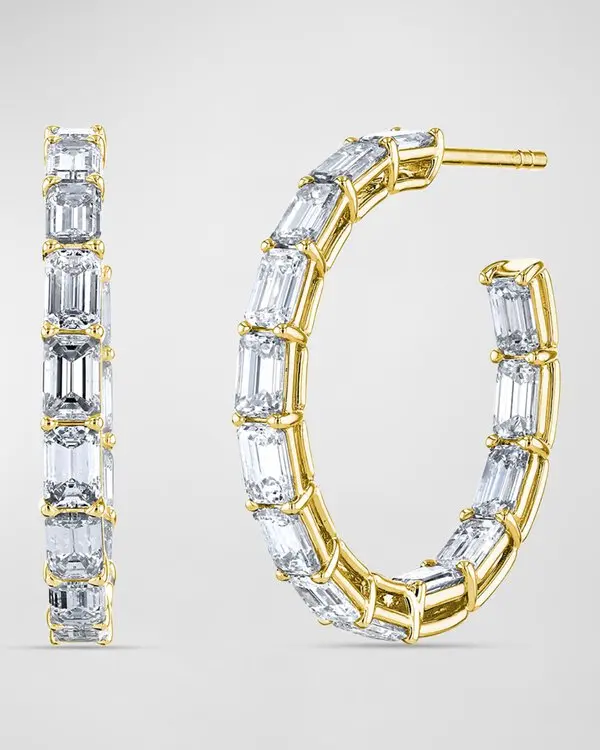 Neiman Marcus 18k Gold 6.0tcw Diamond Hoop Earrings - Yellow Gold