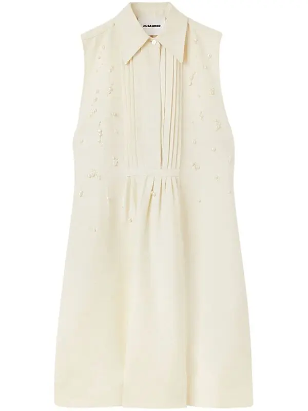 JIL SANDER Pearl-embroidered Shirt Dress