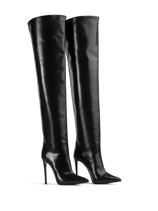 LE SILLA Eva 120mm Thigh-high Leather Boots - Black