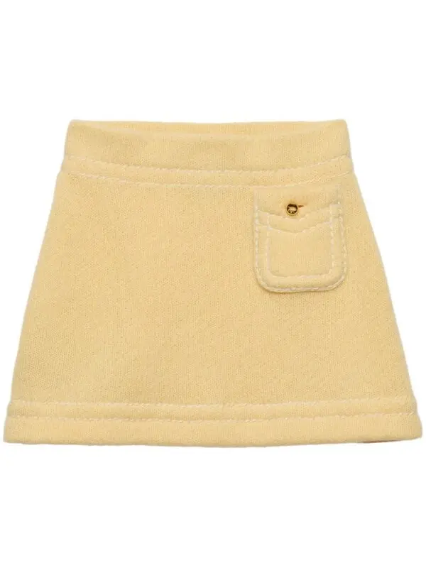 Prada Triangle-logo Cashmere Miniskirt - Yellow