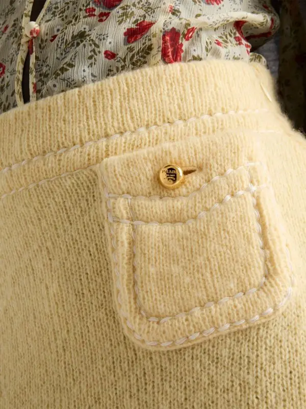 Prada Triangle-logo Cashmere Miniskirt - Yellow