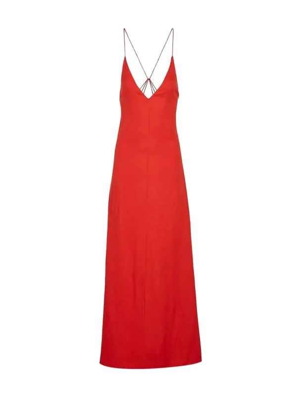 Twp Josephine Linen Maxi Dress Red Editorialist
