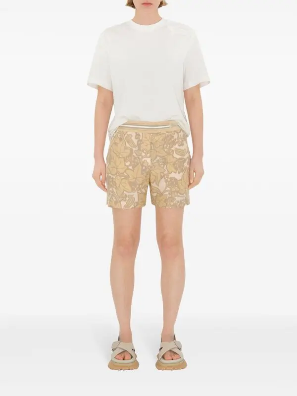 Burberry Botanical-print Silk Shorts