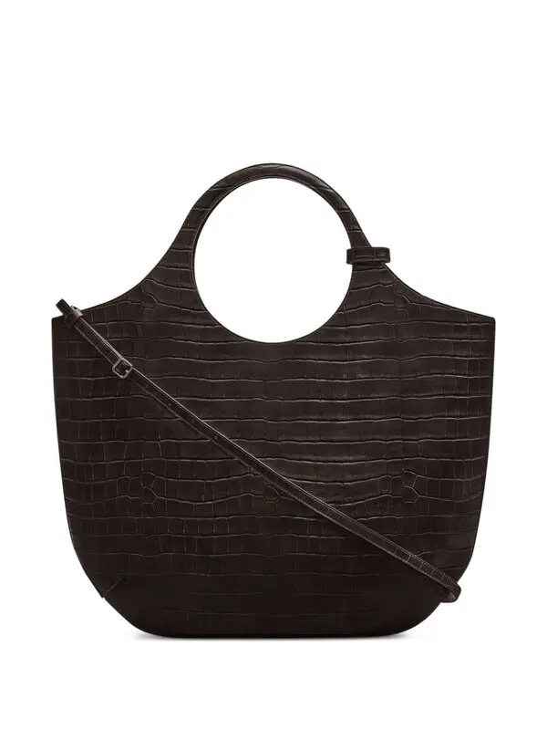 COURREGES Large Crocodile-effect Tote Bag - Brown