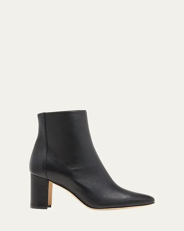 Manolo Blahnik Rosie Leather Ankle Booties - Black