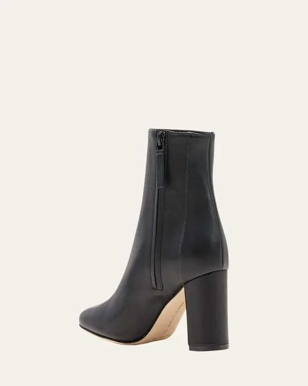 Manolo Blahnik Rosie Leather Ankle Booties - Black