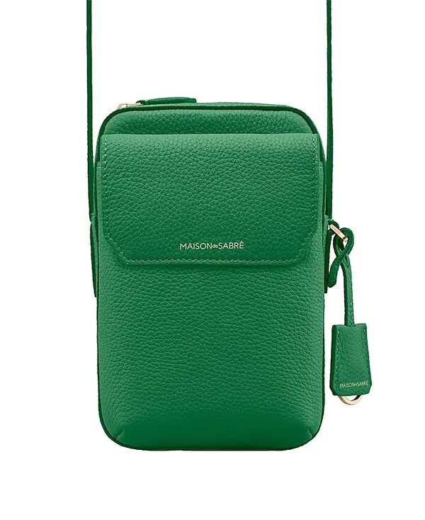 MAISON DE SABRE Leather Zip Phone Pouch - Emerald Green