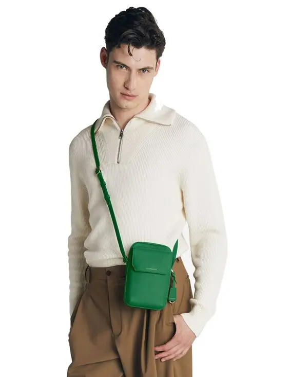 MAISON DE SABRE Leather Zip Phone Pouch - Emerald Green