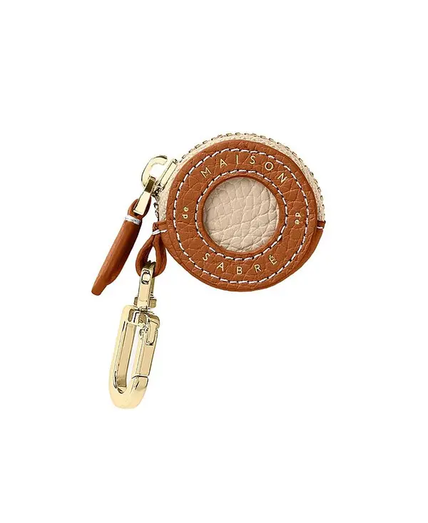 MAISON DE SABRE Leather Airtag Charm - Pecan Nude