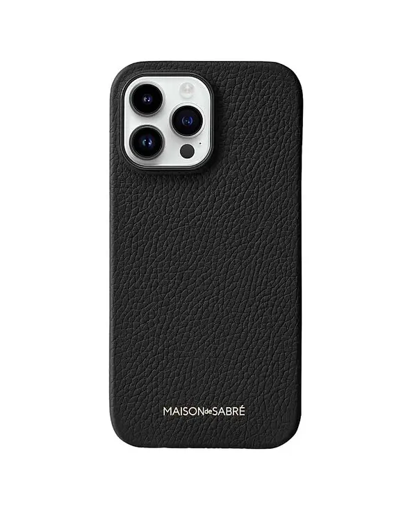 MAISON DE SABRE Leather Phone Case - Black Caviar