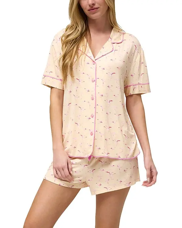 Honeydew Intimates All American Shortie Pajama Set - Peach Flamingos