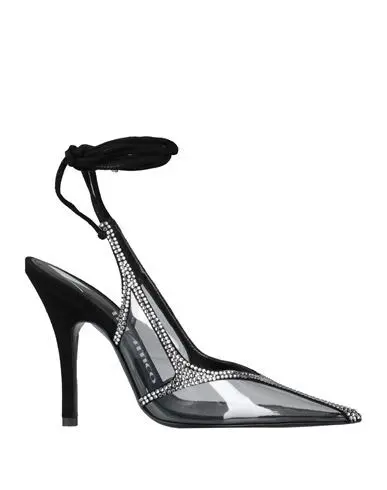 Attico Pumps With Leather And Crystal Detailing - Black