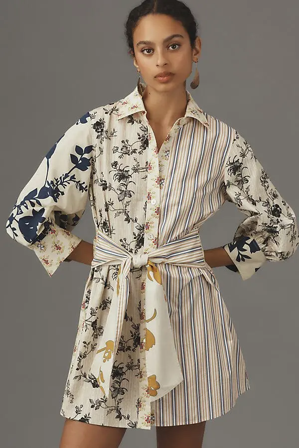 Plenty By Tracy Reese Long-sleeve Tie-front Mi Shirt Dress