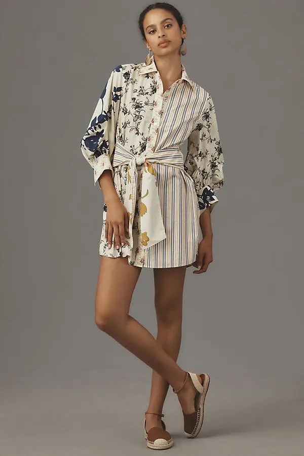 Plenty By Tracy Reese Long-sleeve Tie-front Mi Shirt Dress