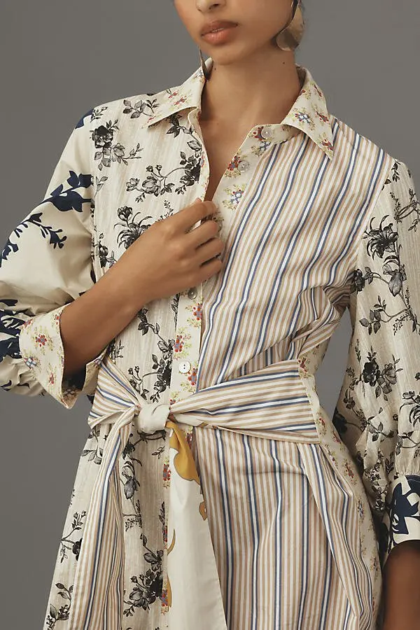 Plenty By Tracy Reese Long-sleeve Tie-front Mi Shirt Dress