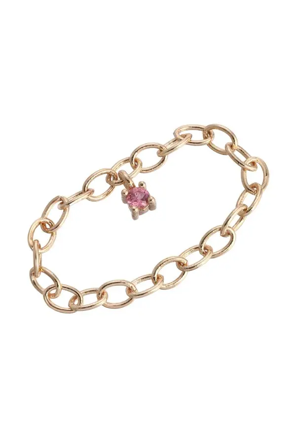 LEEADA Catena Gem Chain Ring - Pink