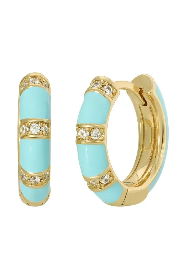 LEEADA Lamill Enamel Huggie Earrings - Blue