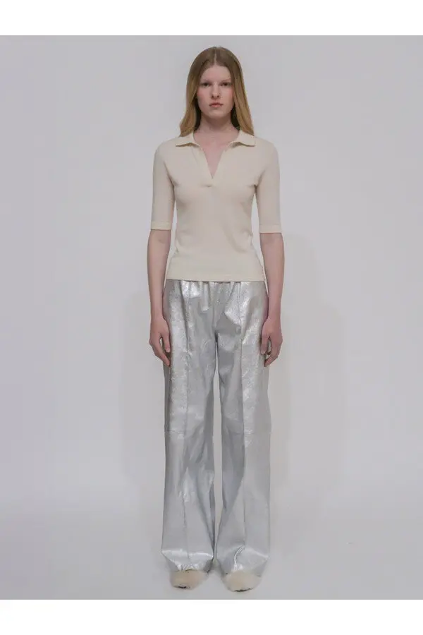 Rosetta Getty Open Neck Polo Sweater - White