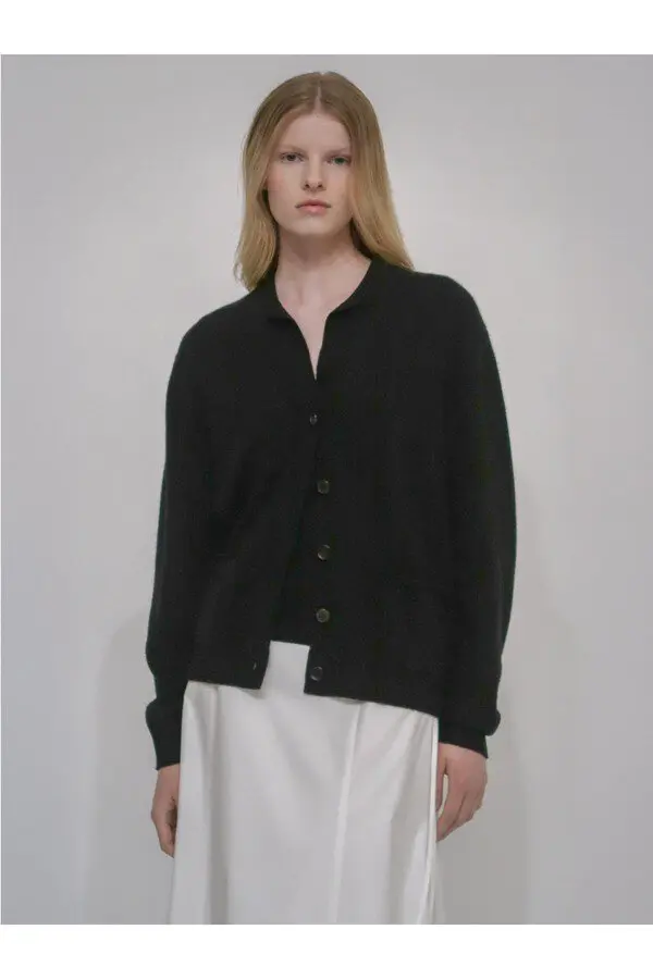 Rosetta Getty Mercerized Wool Cashmere Cardigan - Black